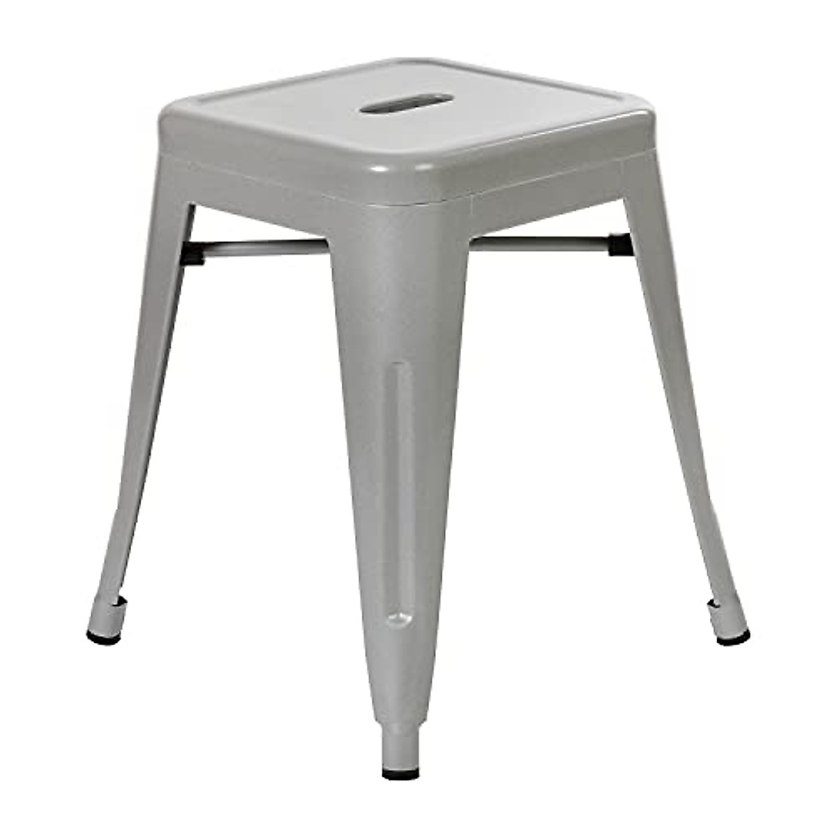 Flash Furniture Metal Dining Table Height Stool - Backless Silver Kai Commercial Grade Stool - 18 Inch Stackable Dining Chair - Set of 4