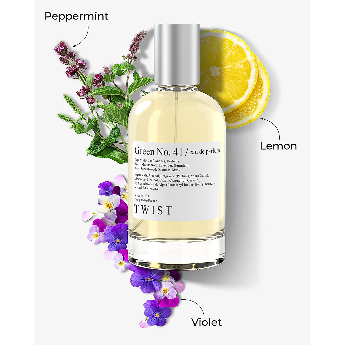 Twist Green No. 41 - Inspired by Green Irish Tweed, Long Lasting Perfume For Men, EDP - 100 ml | 3.4 fl. oz.