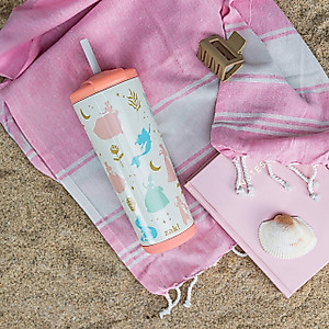 Zak Designs Disney Princess Straw Tumbler for Travel, 24oz Stainless Steel with Vacuum Insulation and Non-Skid Base (Ariel, Aurora, Belle, Cinderella, Jasmine, Moana, Rapunzel, Tiana)