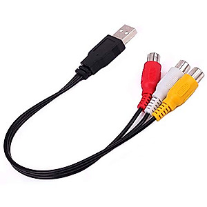 USB to 3RCA Cable, Yeworth [2 Pack] 0.25m USB Male to 3 RCA Female Jack Splitter Audio Video AV Composite Adapter Cable Cord for TV/PC