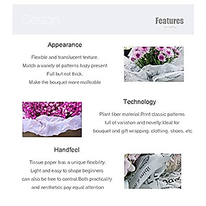 Letter Flower Gift Wrapping Tissue Paper 28pcs Shoes Gift Clothes Packing Craft Paper Christmas Valentine's Day Wedding Bridal Shower DIY Decoration 20×28 inch (Color 1, 20×28 inch (28 Sheets/Bag))