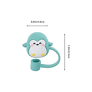 SEWACC Silicone Straw Tips Cover 6pcs Reusable Straw Cover Caps Cartoon Pattern Drinking Straw Plugs for Straws Party Birthday