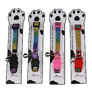 WDPAWS Cat Collar Breakaway Bling Diamond Rhinestone with Bell Adjustable for Cats and Kitten Girl boy (Pink)