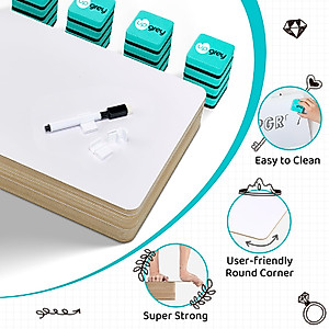 32 Pack Dry Erase Lapboards, Double-Sided Small White Board for Classroom Student, 9"x12" Portable Dry Erase Board Bulk, Mini Whiteboard with 36 Pens, 36 Erasers & 36 Pen Holders, for Teacher Supplies