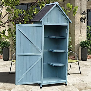 DACUN Safety Certification Outdoor Storage Shed, Garden Cabinet Organizer w/3 Shelves, Patio Waterproof Tool Shed, for Backyard, Lawn, Indoor