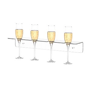 Hexsonhoma Clear Acrylic Wine Glass Holder Wall Mounted, Under Cabinet Hanging Wine Glass Rack, Champagne Wall Holer for Party 50 for 4 Glasses (4 Glasses 1 Pack)
