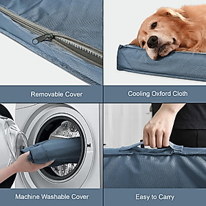 Tail Stories Orthopedic Dog Bed for Large Dogs - Pet Bed with Removable Washable Cover, Large Waterproof Dog Crate Bed for Large Sized Dog with Egg Crate Foam, Blue