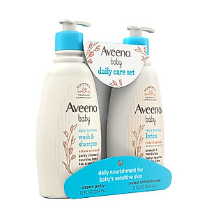 Aveeno Baby Gentle Moisturizing Daily Care Set, Natural Oat Extract, Natural Colloidal Oatmeal, 2 Items