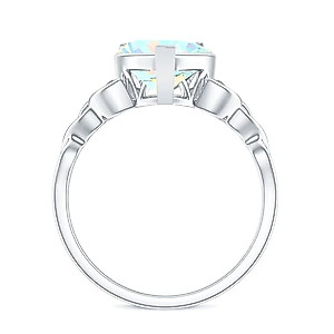 Rosec Jewels Certified Opal 8mm Heart Shaped Engagement Ring for Women, AAA Quality, Natural Opal Celtic Knot Ring (Ready to Gift), 14K White Gold, Size:US 6.00