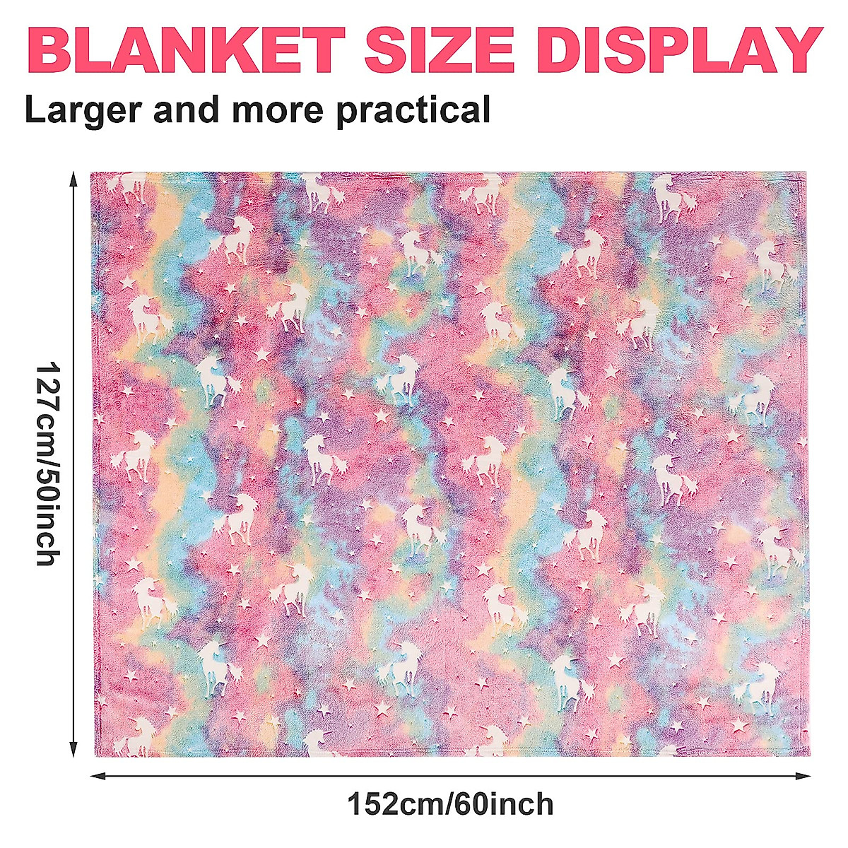 Glow in The Dark Blanket Unicorns Gifts for Girls,Girls Toys for 1 2 3 4 5 6 7 8 9 10 Year Old Girl Gifts,Soft Kids Blankets for Easter Birthday Christmas Valentines Gifts,60 x 50in