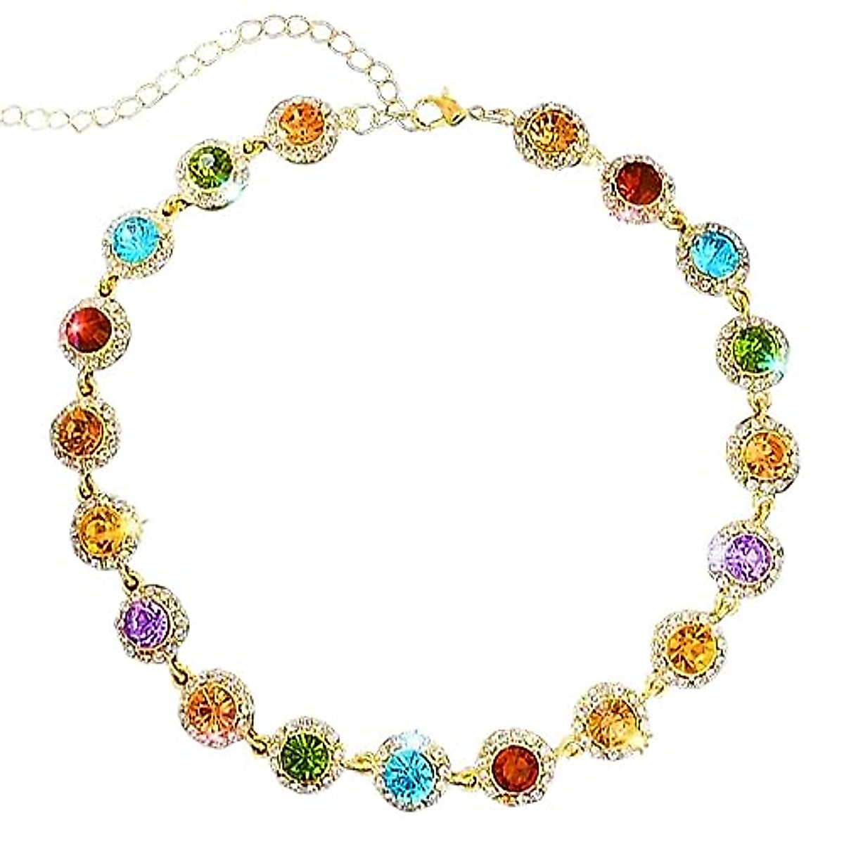 ACEDRE Colorful Crystal Choker Necklace Sparkly Rhinestone Chokers Necklaces Gold Chain Necklace Party Prom Neck Jewelry for Women(1-Colorful)