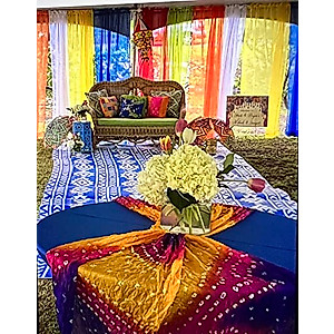 WPM 6 Piece Rainbow Sheer Window Panel Colorful Backdrop Bright Curtains Set for Playroom, Nurseries, Bedroom Lime, Orange, Red, White, Bright Yellow, Navy Drapes Kids (84" Long)