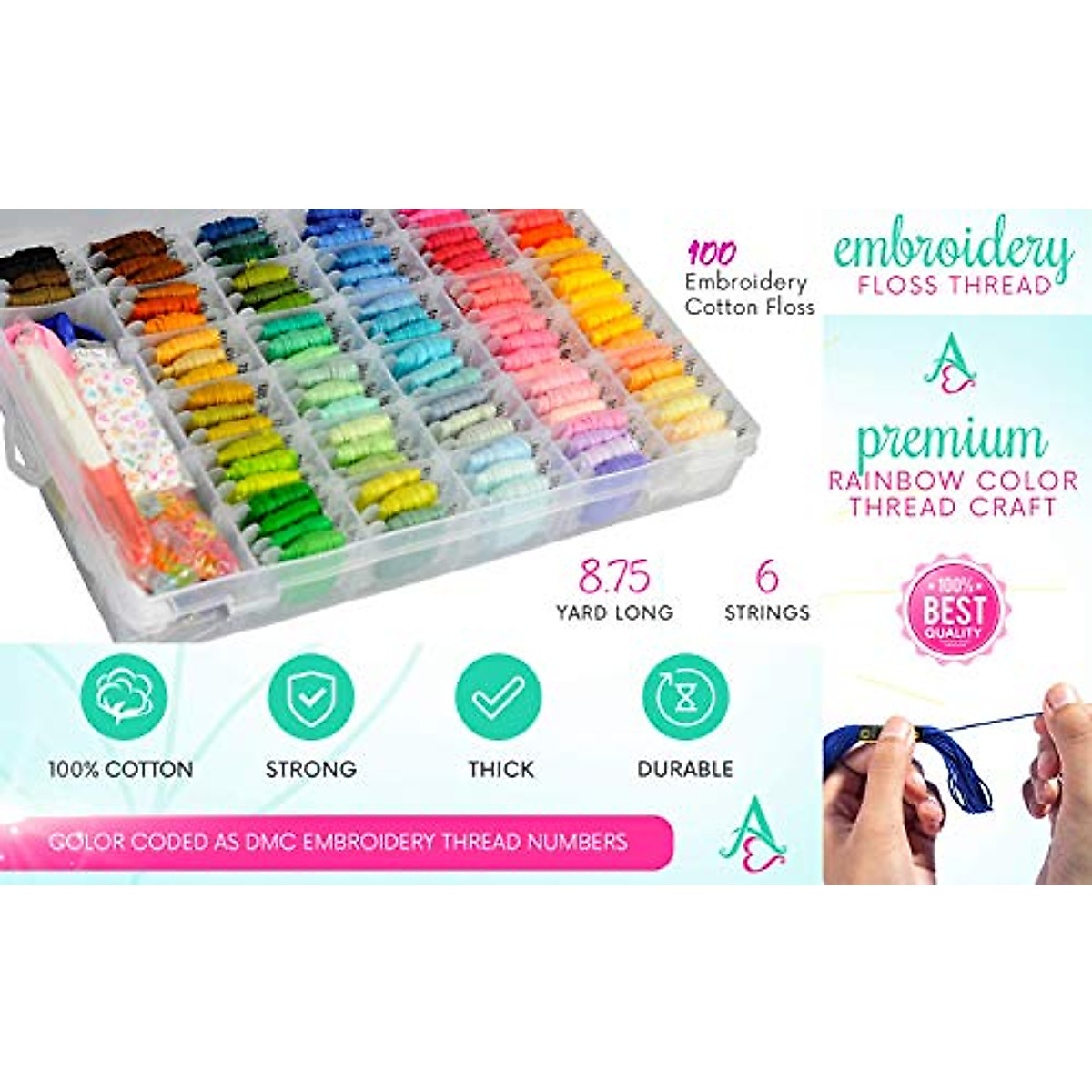 Friendship Bracelet String Kit - 276pcs Embroidery Floss and Accessories - Labeled with Thread Numbers for Cross Stitch Supplies, Embroidery, Cool String Art- Style for Teen or Girls