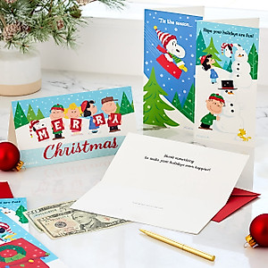 Hallmark Peanuts Christmas Gift Card Holders or Money Holders Assortment, Charlie Brown & Snoopy (36 Cards with Envelopes)