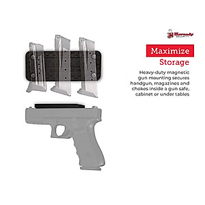 Hornady Magnetic Gun Mount 95910-Non-Scratch Rubber Coated Gun Magnet Mount for Pistols, Handguns, Revolvers, & Firearm Accessories - Magnetic Gun Holder Rated for 43 Pounds, includes Mounting Screws
