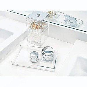 iDesign Bathroom Tray for Towels, Cosmetics and Accessories, The Clarity Collection – 8.68” x 5.34” x 0.95”, Brushed Silver