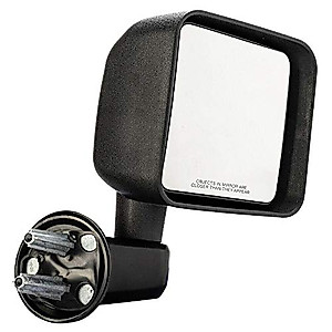 MOTORHOT Passenger Right Side Door Mirror Manual Fold Black Textured Mirror compatible with 2007-2010 Jeep Wran/gler