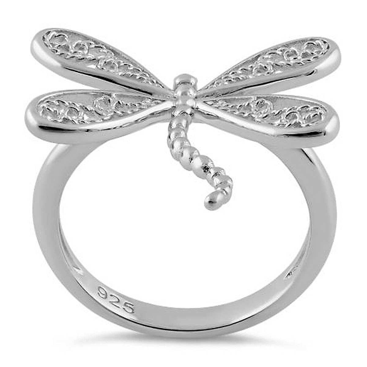 Sterling Silver 925 Dragonfly Ring Butterfly Band Ring Flying Insect Jewelry (5)
