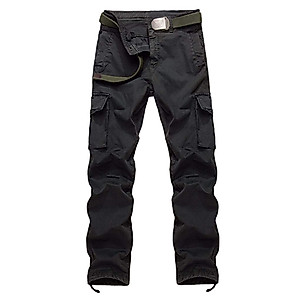 TRGPSG Men's Casual Relaxed Fit Cargo Pants Lightweight Hiking Pants Outdoor Combat Fishing Travel Pants Dark Gray 38