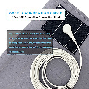 Grounding Pillowcase King with 15ft Grounding Cord Conductive Grounding Pillowcase 20x36in Silver Fiber Improve Sleep Reduce Stress Anxiety Relief Gray 1pc