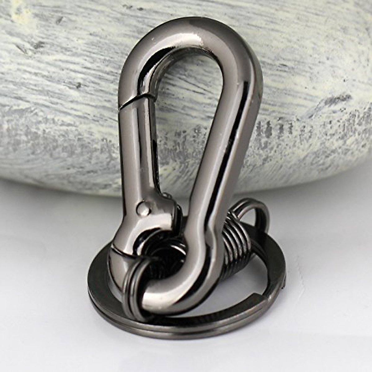 maycom Retro Style Simple Strong Carabiner Shape Keychain Key Chain Ring Keyring Keyfob Key Holder (Black)