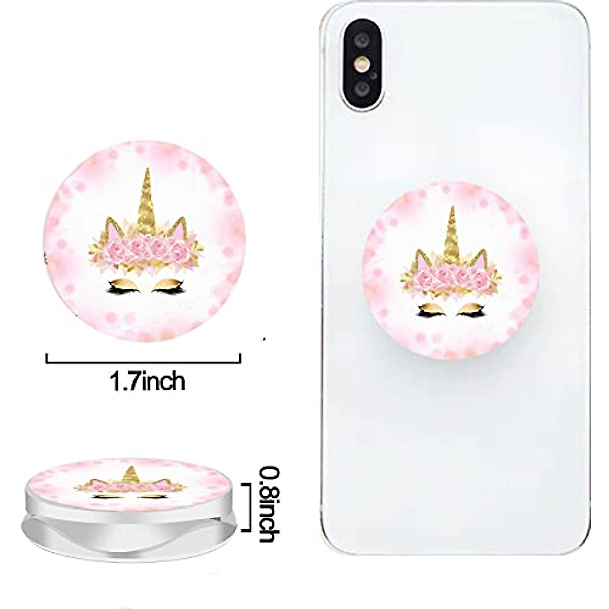 Cell Phone Stand Finger Holder - Pink Rose Flower Gold Unicorn (3 Pack)