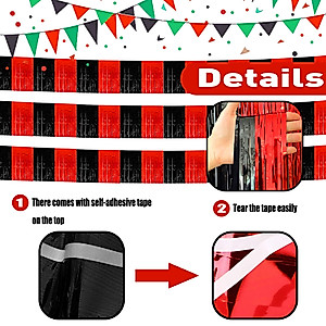 6 Pack 10 Feet Black Red Foil Fringe Garland Metallic Tinsel Streamers Banner Wall Hanging Curtain Backdrop Banner for Parade Floats, Valentine's Day, Wedding, Birthday, Mardi Gras Party Decorations