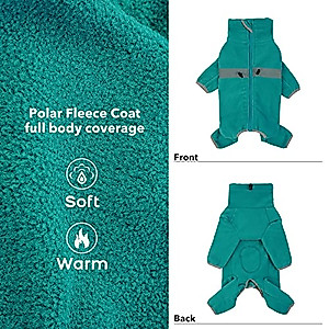 IDOMIK Dog Winter Coat Polar Fleece Clothes Windproof Full Body Pullover Jacket,Pet Cold Weather Warm Vest Onesie Jumpsuit Pajamas Apparel Outfit,High Collar Reflective Snowsuit Sweater For Small Dogs