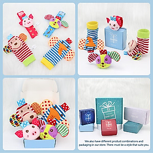 Soft Baby Rattle Toys Foot Finder Socks Wrists Rattles, Ankle Leg Hand Arm Bracelet Activity Rattle, Present Gift for Newborn Infant Babies Boy Girl Bebe 4pcs