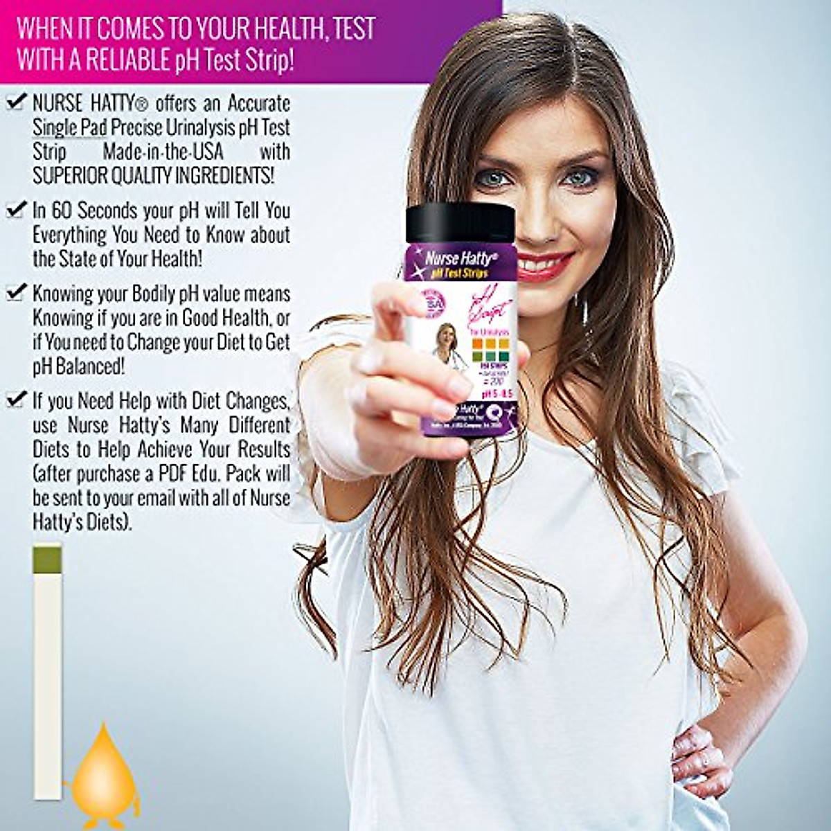 Nurse Hatty® - 200ct. pH Strips w Free App - Made-in-The-USA (Economy Size - Single PAD) - pH Test Strips for Alkaline & Acid Levels for Home & Lab Use + 300+ Pages of Edu Pack - pH Scale of Urine