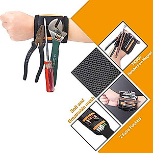 Tool Gifts for Men Magnetic Wristband with 15 Strong Magnets 2 Pack Magnetic Wrist Band Tool Holder for Holding Screws Nails Drill Bits Gadgets Gifts for Women Men Dad Husband Boyfriend DIY Handyman