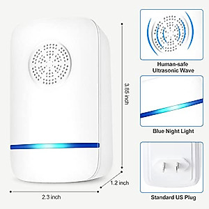 Ultrasonic Pest Repeller 6 Packs, Pest Repellent Ultrasonic Plug in Indoor Pest Control for Insect Mouse Spider Ant Bug, Roach Repellent Indoor for Home, Garage, Warehouse, Office, Hotel