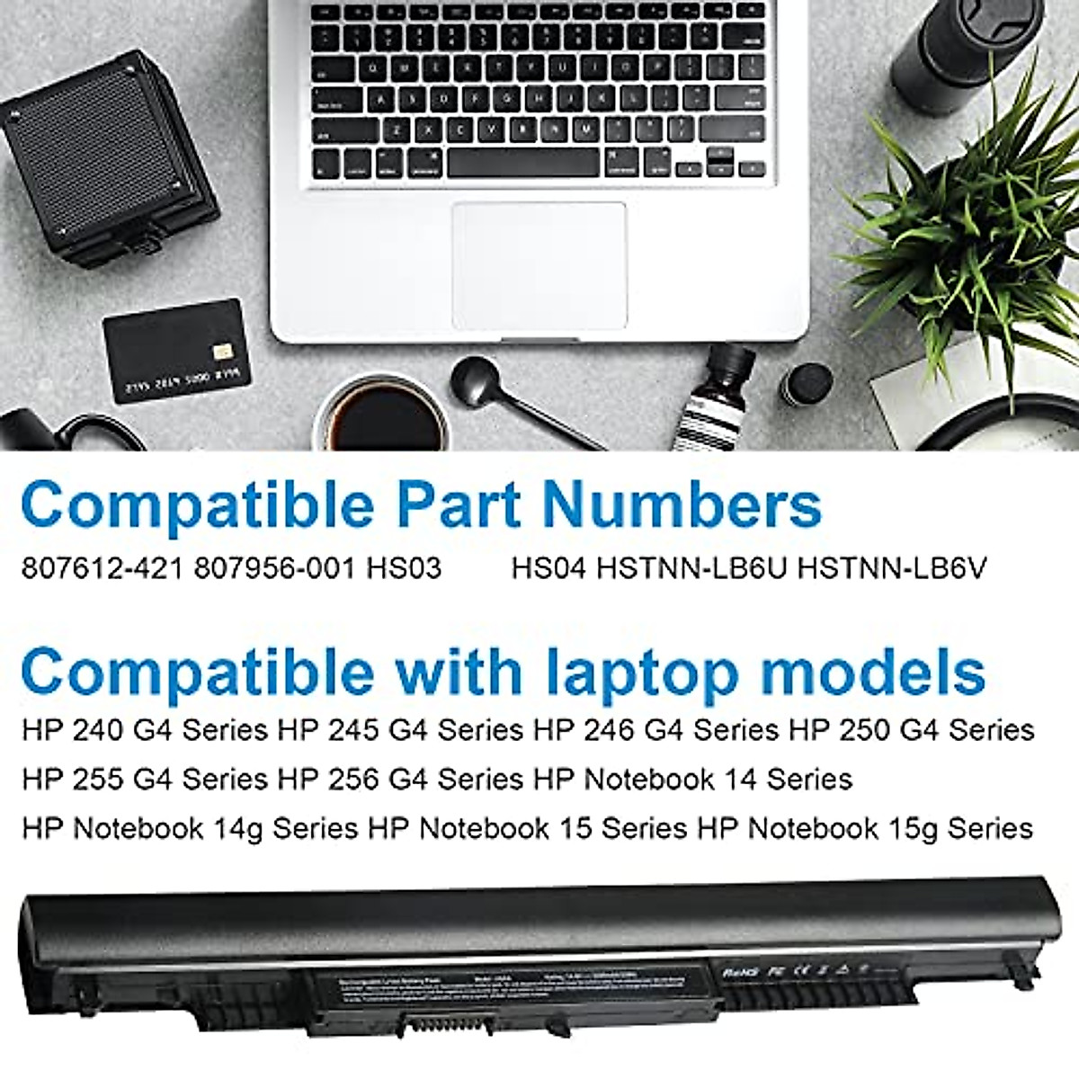 TREE.NB 807956-001 807957-001 Replacement Laptop Battery for HP Spare 807611-421 HS04 HS03 Notebook 15-AY039WM 15-ay013nr 15-AY009DX 15-ay191ms 15-ac130ds TPN-I119 HSTNN-LB6U G4/G5 240 245 246 250 256