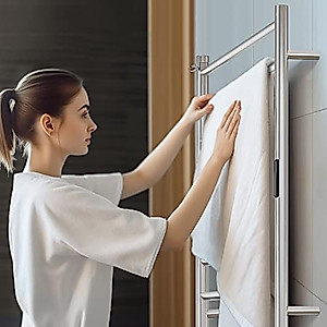 YITAHOME Towel Warmer Heated Towel Rack, 8 Bars Wall Mounted Electric Towel Warmers for Bathroom with LED Indicator, Multi-Level Temperature and Timer Setting, Plug-in/Hardwired, Silver