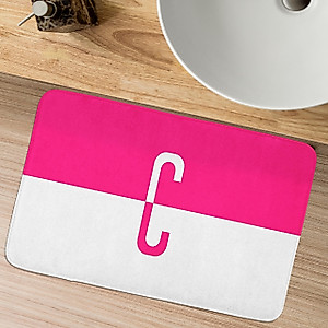 Custom Initial Letter Bath Mat, Memory Foam Cushion Bathroom Rug, Fuchsia, Pink, Green, Red, Orange, Blue, Purple, Black, Tan, Peach, Personalized, Monogrammed