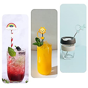 6 Pieces Silicone Straw Cover Cute Straw Tips Cover Reusable Silicone Straw Toppers for 6-8 mm Straw Protector, Anti-dust Airtight Seal Splash Proof (Not include Straw)