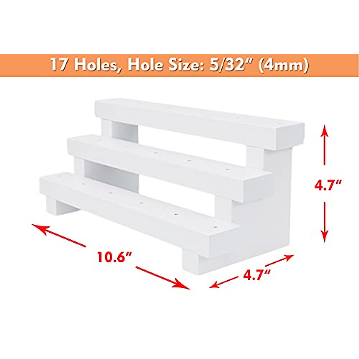 Cake Pop Stand Display Riser - 3 Tier Wood Lollipop Holder, 17 Hole Sucker Stand for Dessert Table of Wedding, Birthday Party - White, Collapsible, Fit 5/32" (4mm) Lollipop Sticks