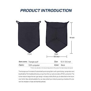 SUPREAKER Bandana Face Mask with Ear Loops for Women Black, Dust Wind Balaclava for Men Riding Motorcycle, Triangle face Scarf Ear Loops Neck Gaiter