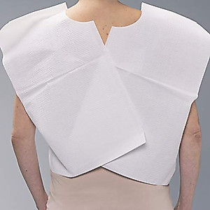 TIDI Choice Capes, White (Pack of 100) - Tissue/Poly/Tissue - Open Back, Short Sleeve, Short Medical Gowns - Standard Size (30 in x 21 in) - Latex Free - Medical Supplies Made in the USA (910415)