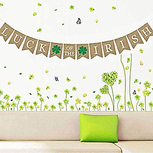 1/2Pcs St Patrick's Day Decorations Shamrock Burlap Banner,Burlap Banner for Mantel Fireplace Spring Holiday Accessory Wall Pennant Bunting Home Indoor Outdoor Scene Party Green Decor (C)