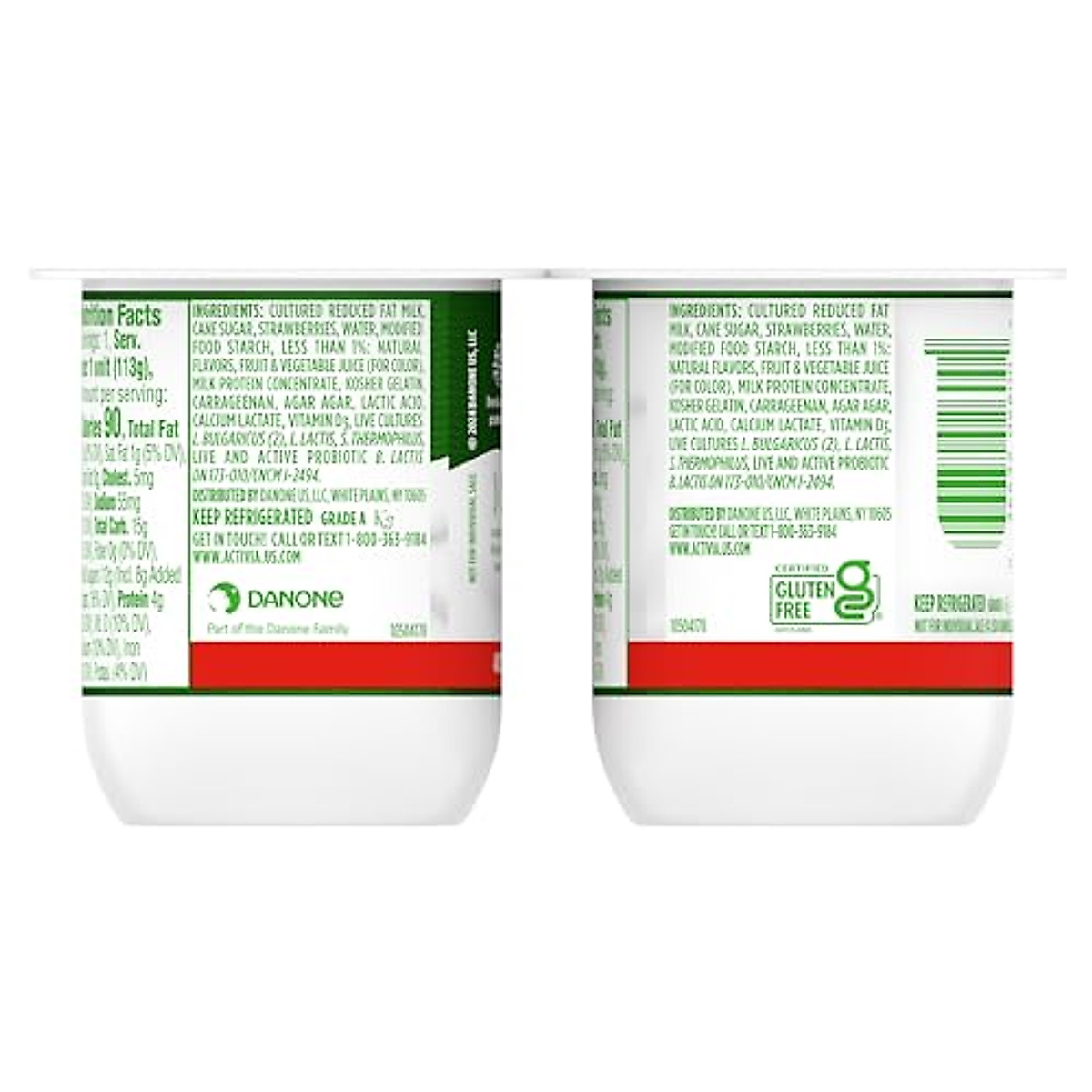 ACTIVIA Probiotic Low fat Yogurt, Strawberry, Non-GMO Project Verified, Multi Pack, 4 Oz, 4 Count