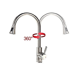 Kitchen Faucet with Pull Down Sprayer Brushed Nickel, High Arc Single Handle Kitchen Sink Faucet Without Deck Plate, Commercial Modern Stainless Steel Kitchen Sink Faucet (Brushed Nickle)