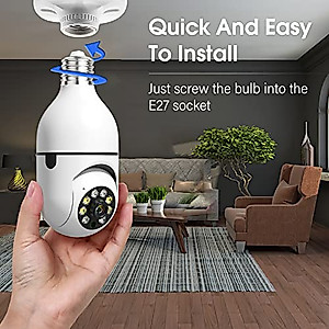 Light Bulb Security Camera 3MP—Only Connect 2.4GHz WiFi Wireless Indoor Surveillance Camera, 1080p HD 355° Pan/Tilt Baby Monitor Auto Tracking/Night Vision/2-Way Talk/Alerts/TF/Cloud(No 5GHz WiFi)