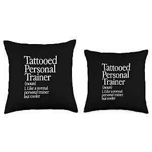 Personal Trainer Tattoos Retro Aesthetic Gifts Personal Trainer Definition Tattoo Artist Aesthetic Throw Pillow, 16x16, Multicolor