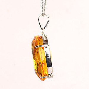 GEMHUB 65.00 Ct. Yellow Citrine Gemstone Pendant Without Chain Sterling Silver Oval Shape Yellow Citrine Pendant Without Chain