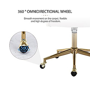 Nrizc Velvet Office Desk Chair, Upholstered Home Office Desk Chairs with Adjustable Swivel Wheels, Ergonomic Office Chair for Living Room, Bedroom, Office, Vanity Study (Beige)