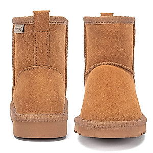 FANTURE Kids Snow Boots Boys Girls Winter Boots Cow Suede Warm Faux Fur Lined Durable Shoes(Little Kid/Big Kid) U422TX902.SA-Tawny-27