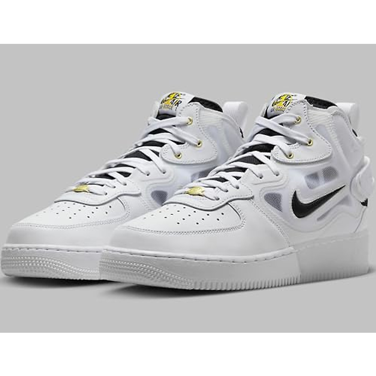 Nike mens Air Force 1 Mid React Shoes, White/Black-yellow Ochre, 9.5