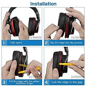 Geekria Comfort Velour Replacement Ear Pads for Sony MDR-1ABT, MDR-1RBT, MDR-1RNC Headphones Ear Cushions, Headset Earpads, Ear Cups Repair Parts (Black)