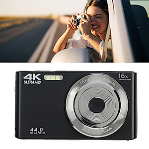 Digital Camera 4K 44MP HD Mini Camera,2.8 Inch 16X Digital Zoom Shock Proof Compact Camera,Pocket Vlogging Camera for Photography (Black)